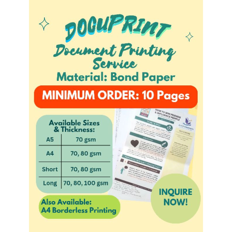 PisoPrint Document Printing Service - Black and White & Colored - A4 ...