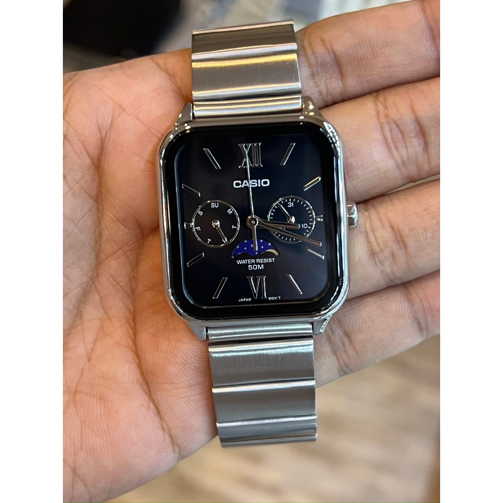 ORIGINAL CASIO Analog Black Dial Moonphase Men's Watch MTP-M305D-1A2 ...