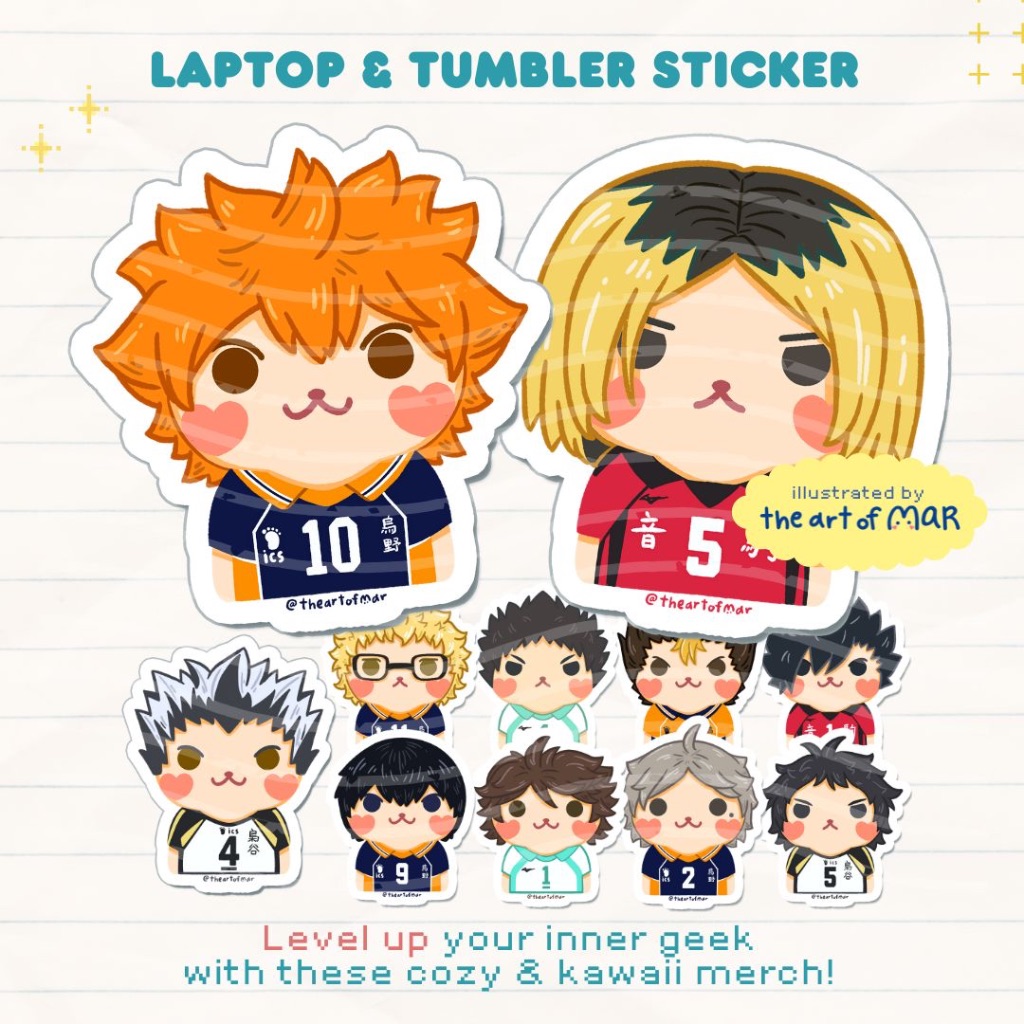 Haikyuu chibi waterproof stickers by The Art of Mar | laptop, aquaflask ...