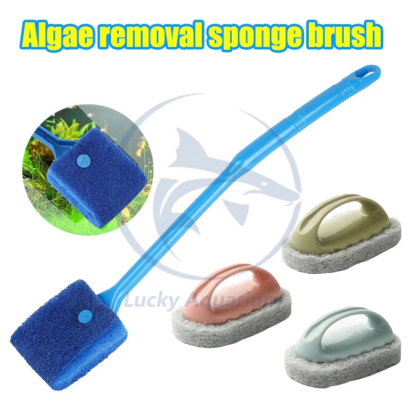 Aquarium Brush Long Handle Double Side Scrubber Glass Algae Scrubber ...