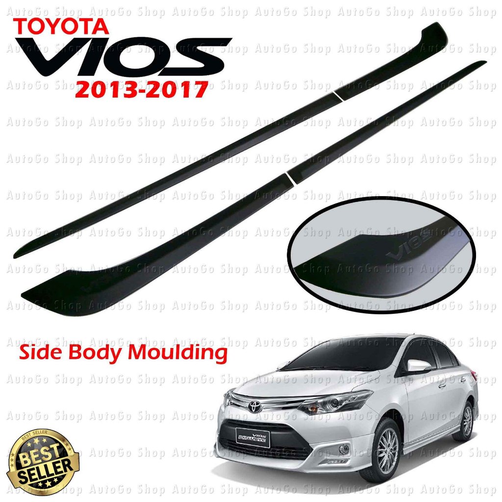 Toyota Vios 2013-2017 Side Body Moulding (Matte Black) | Shopee Philippines