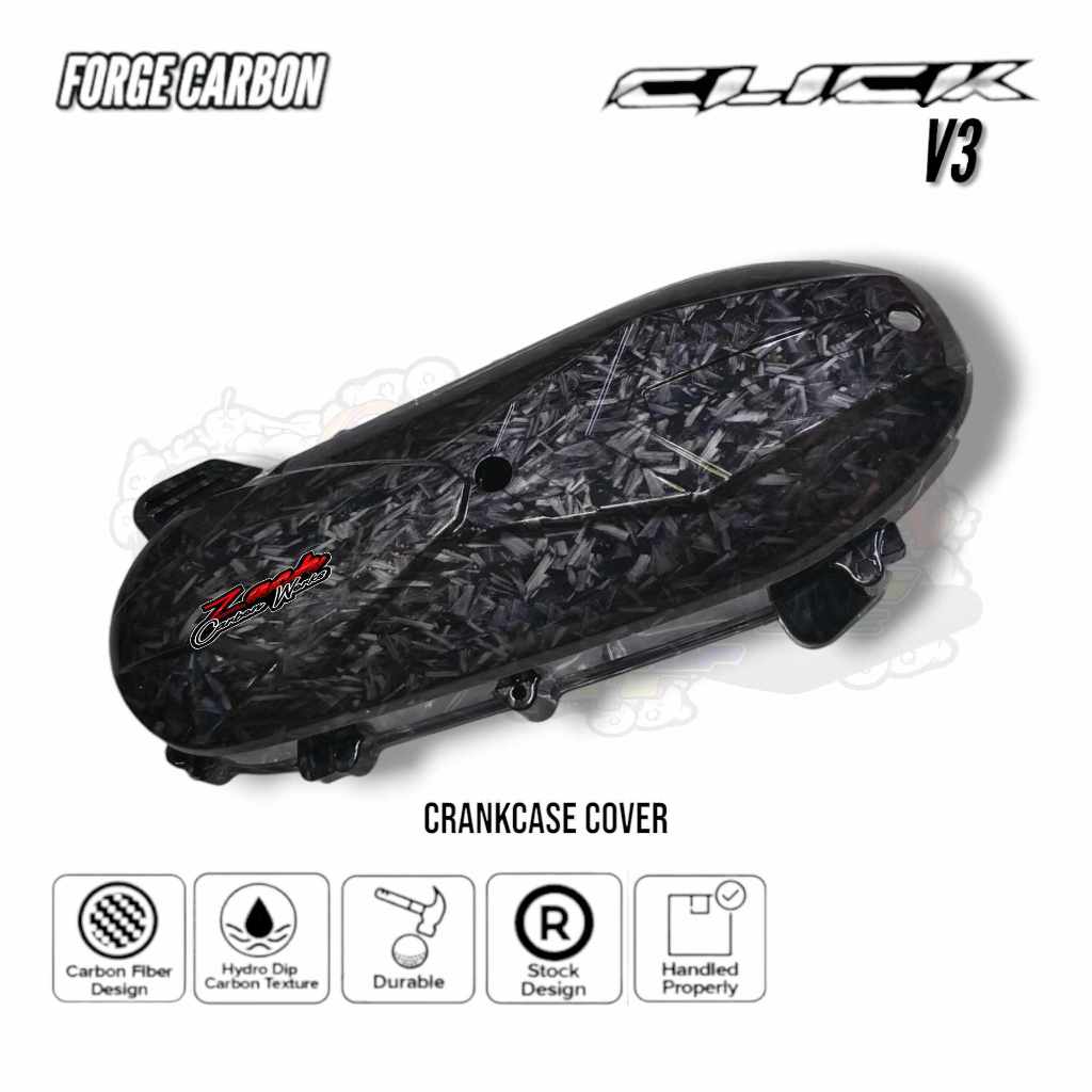 HONDA CLICK V3 AND V2 CRANKCASE COVER FORGE CARBON | Shopee Philippines