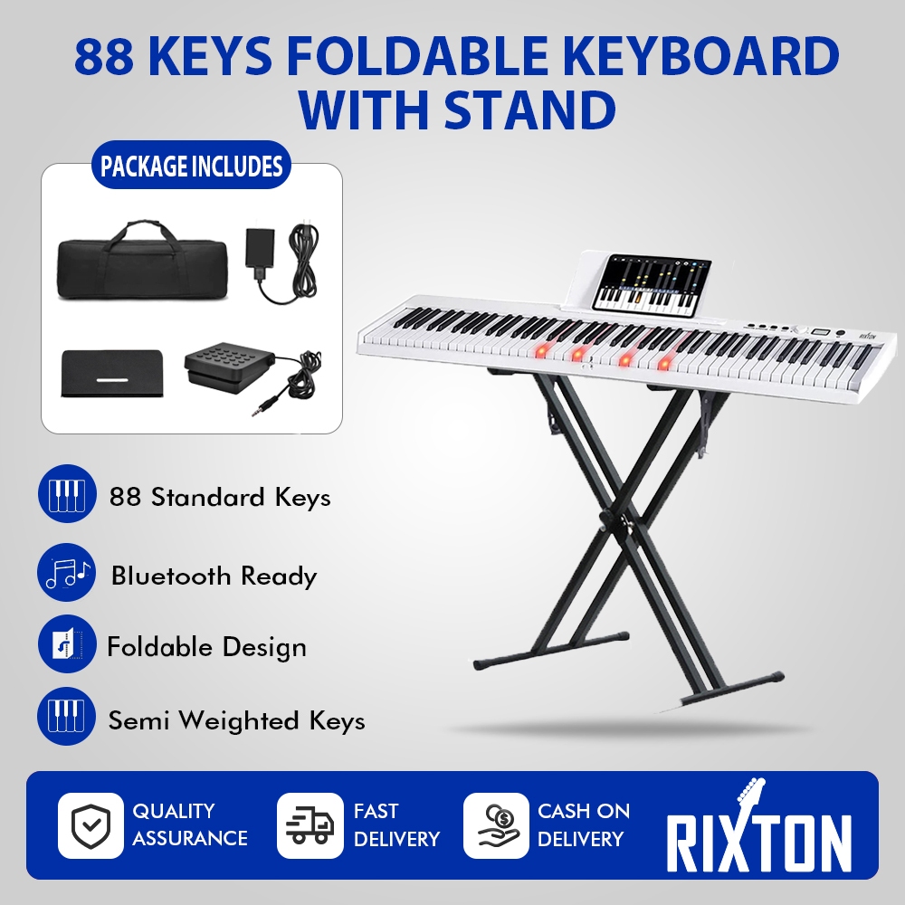 RIXTON Digital 88 Keys Foldable Piano Electric Keyboard Full Size Keys ...