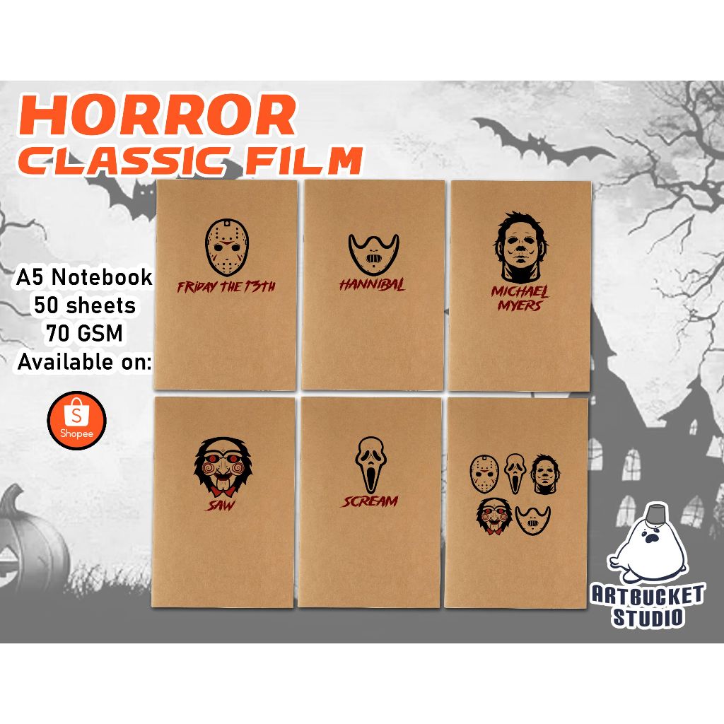 HORROR Classic Movie | A5 Notebook | Michael Myers, Saw, Scream ...