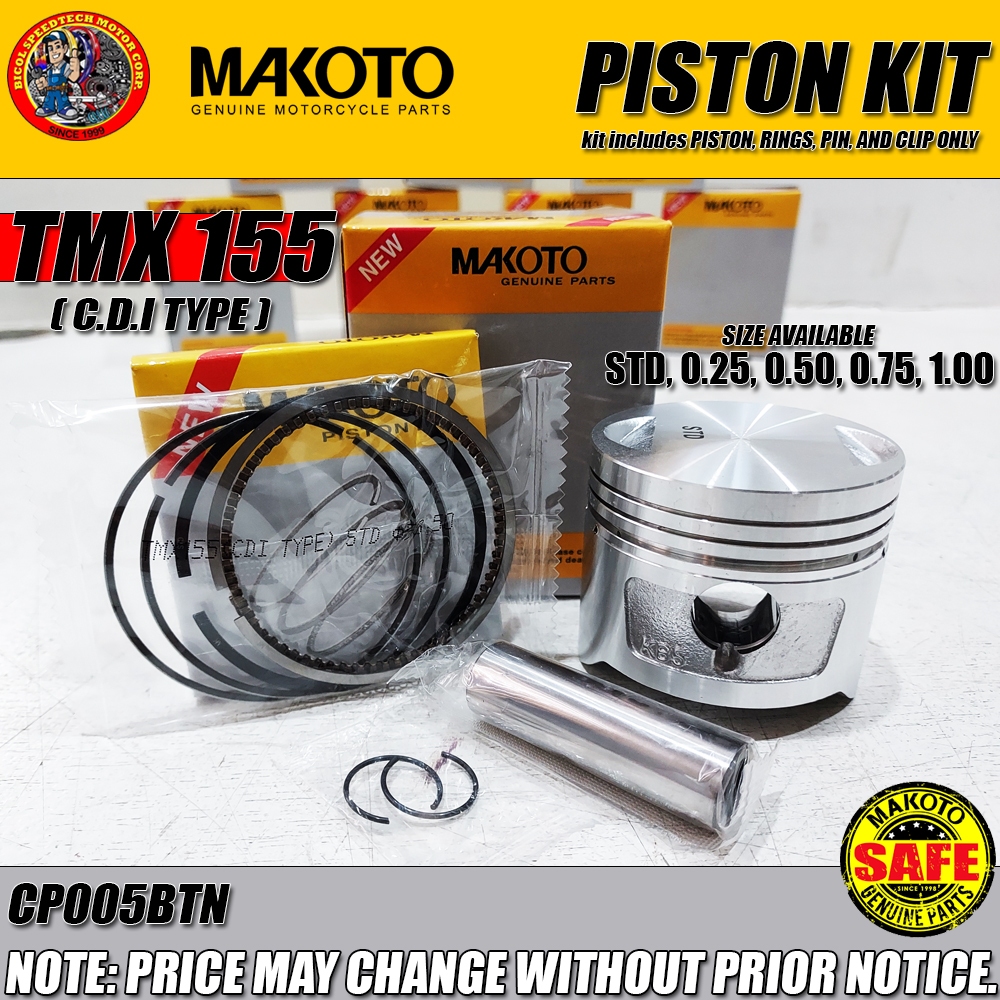 TMX 155 C.D.I PISTON KIT WITH RING, PIN, CLIP (BRAND: "MAKOTO ...