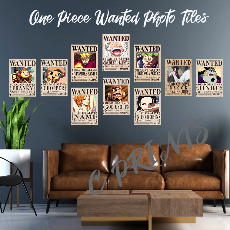 One Piece Wanted Photo Tiles / Wall Decor on Sintra Board 8inches x ...