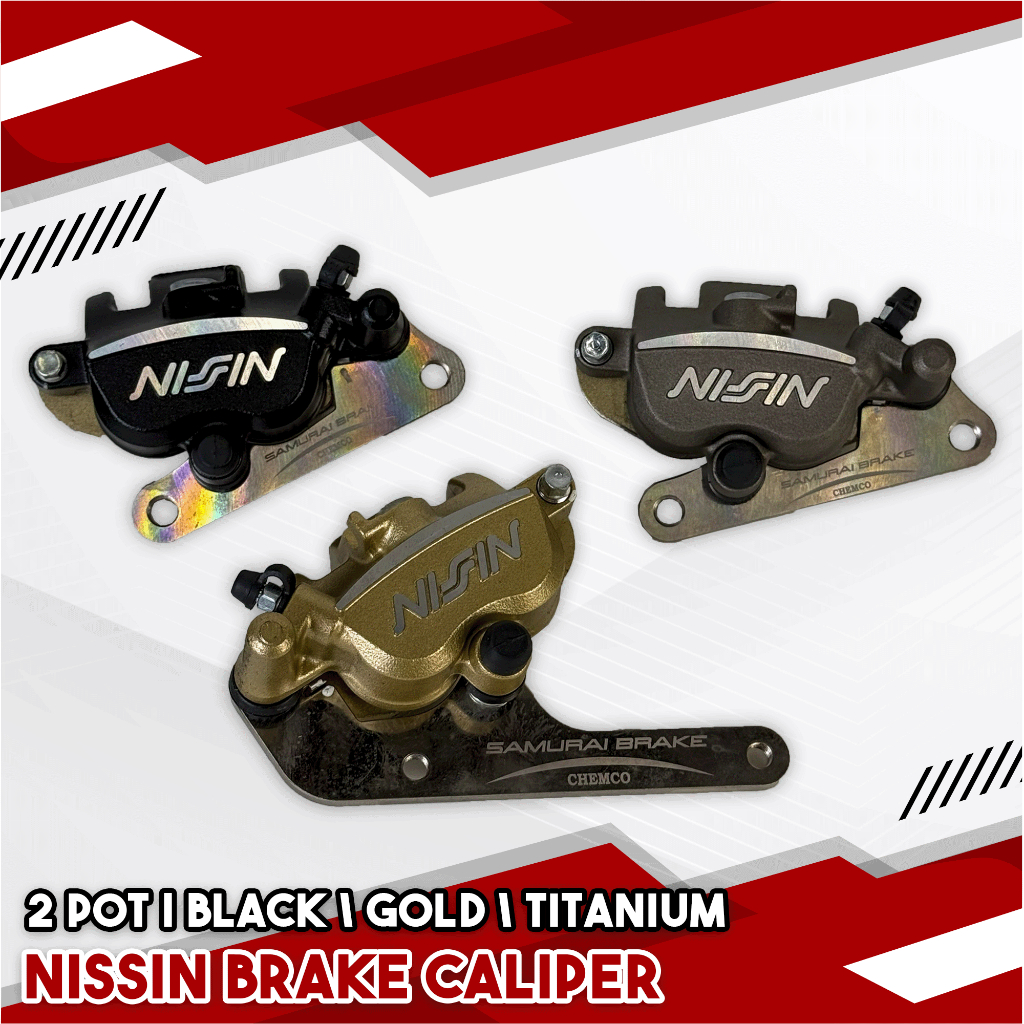 NISSIN 2 POT BRAKE CALIPER BLACK/GOLD/TITANIUM) | Shopee Philippines