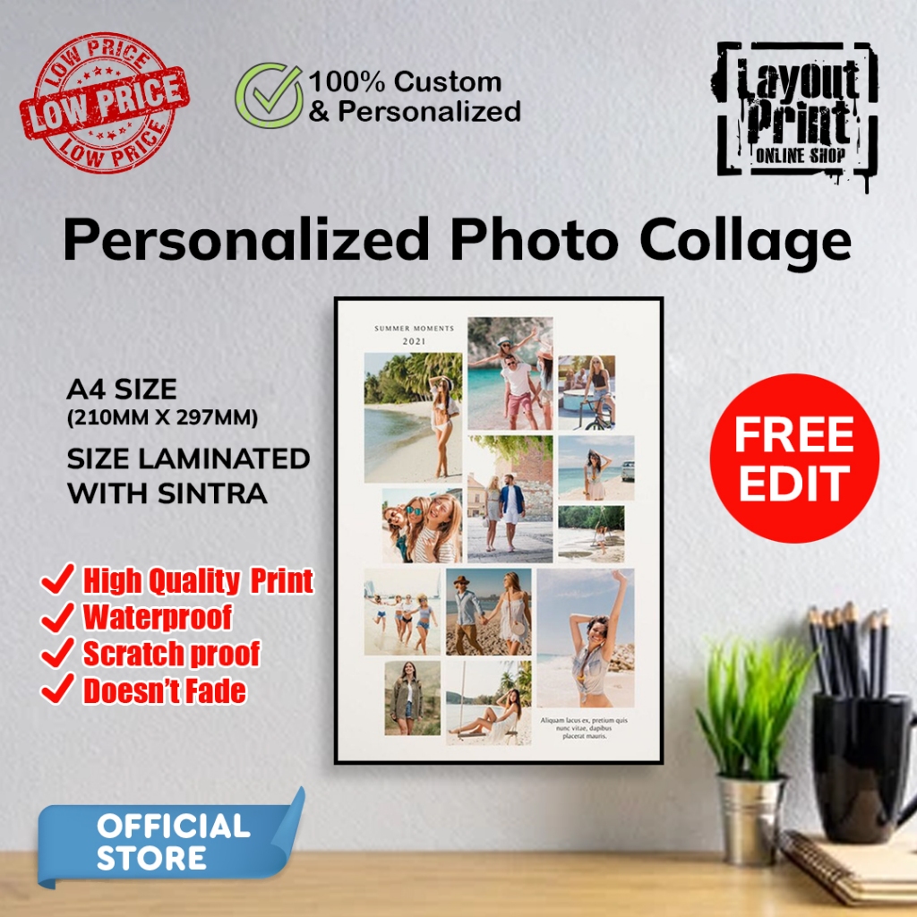Personalized Photo Collage with border frame design (laminated vinyl ...
