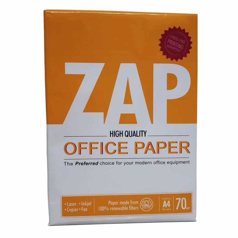 Zap Copy Paper High Quality Bond Paper Supply A4 Short Long | Shopee Philippines