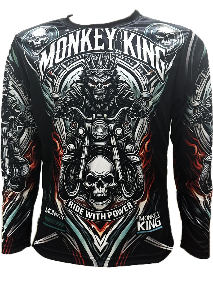 MONKEY KING Racing Bike Ride Motorcycle Tshirt Long Sleeve Jersey Mens ...