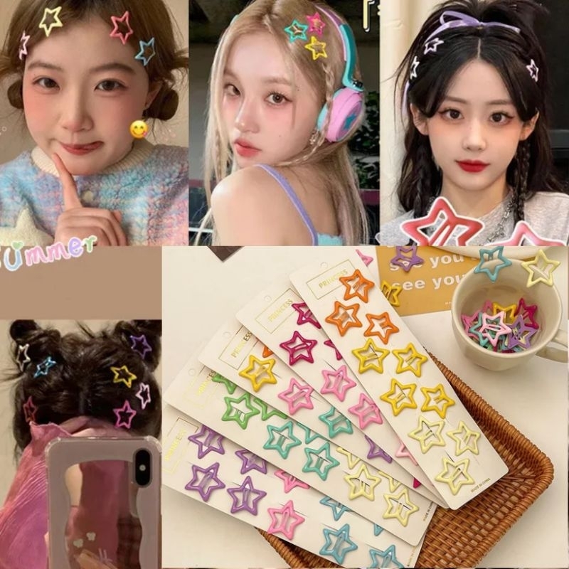 T13 CUTE 10pcs Set KOREAN Star design HAIR CLIP Simple Girl HAIRPIN ...