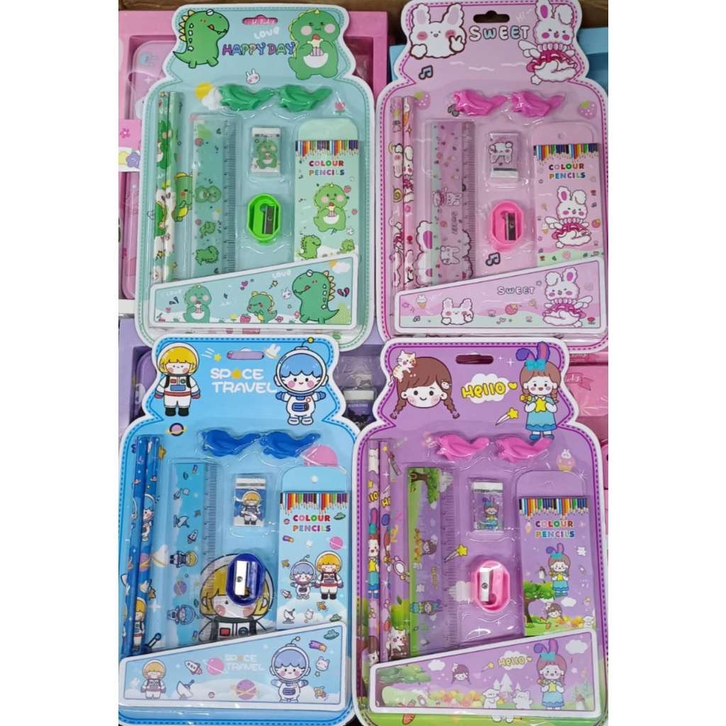 Pencil Rubber Ruler Pencil Sharpener Student Supplie Stationery Set ...