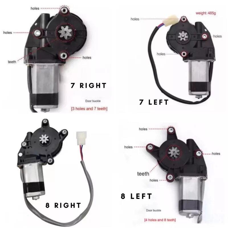 POWER WINDOW MOTOR REPLACEMENT 3 HOLES 7 GEAR And 4 HOLES 8 GEAR left ...