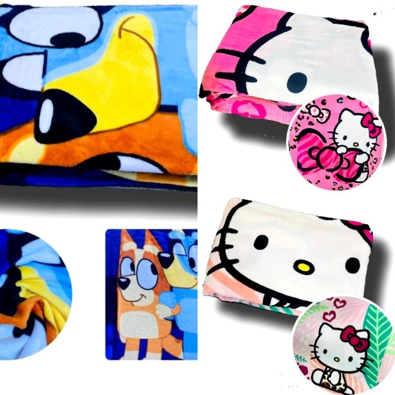 Hello Kitty Blanket Kumot for Kids Character Bluey Cars | Shopee ...