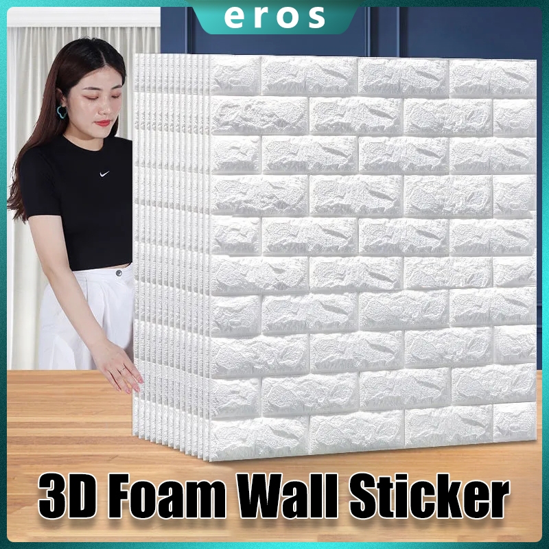 PVC Wallpaper Adhesive Wall Decor Design Foam Bricks 3D Waterproof ...