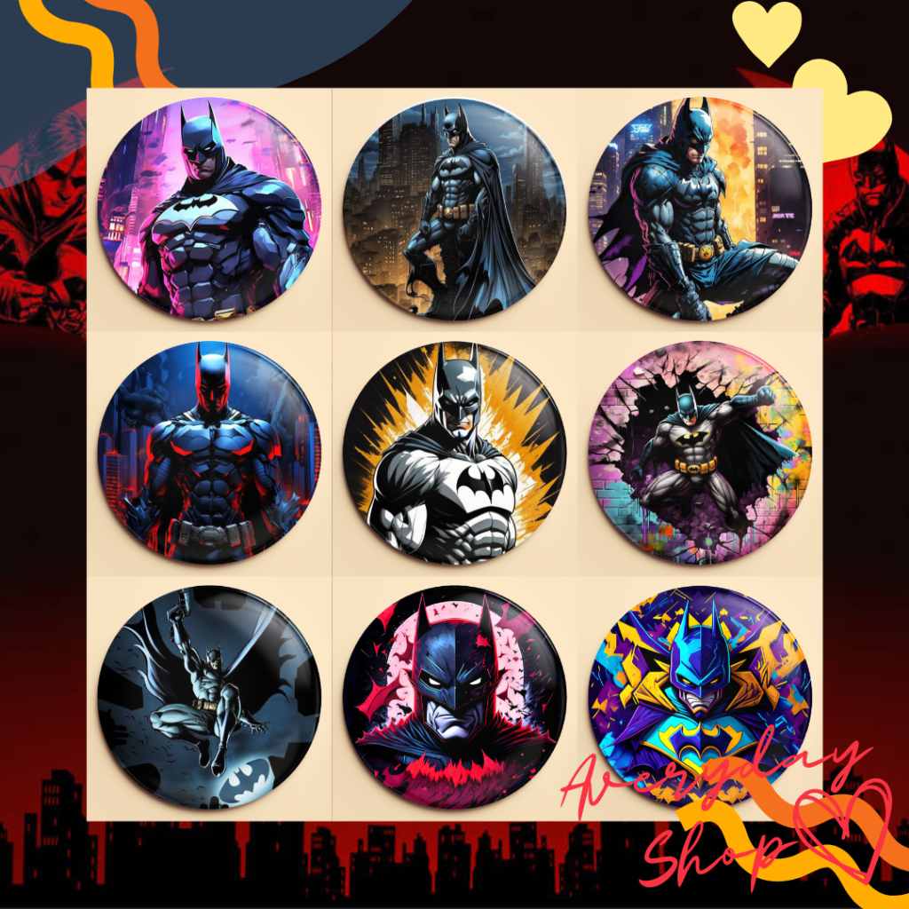 Batman Button Pins 2.25 Inch #1 [Glossy / Matte / Glitter/ Rainbow ...