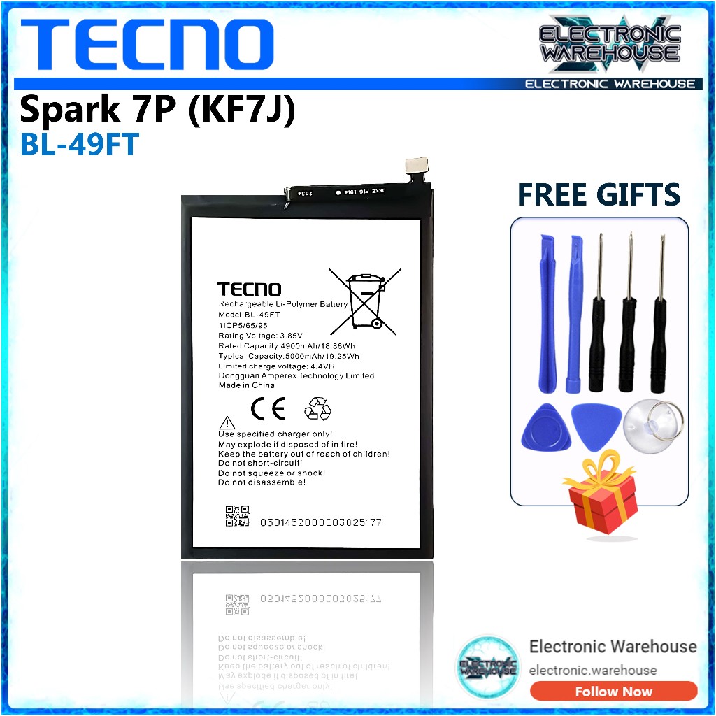Battery for Tecno Spark 7P BL-49FT | KF7J | Shopee Philippines