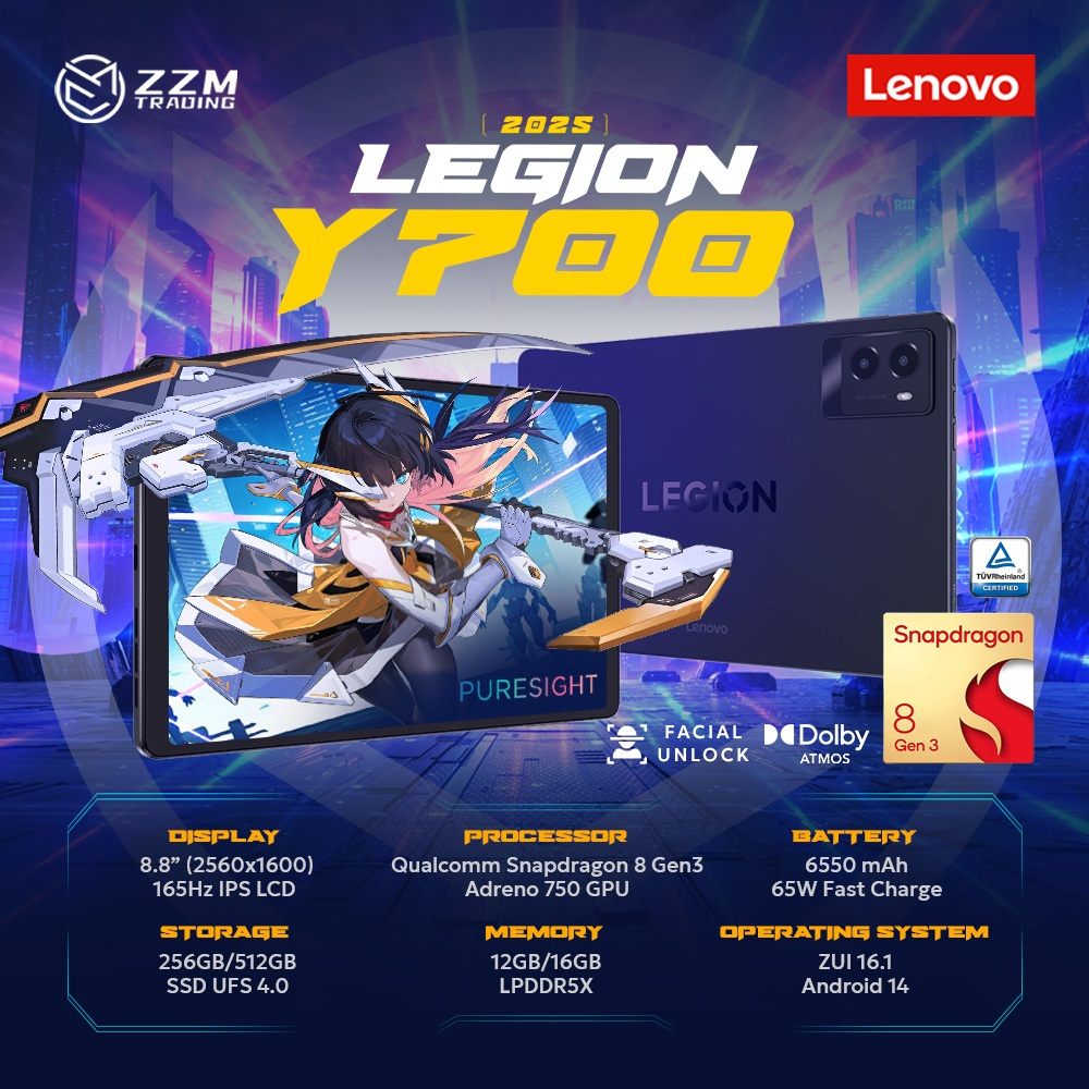 Lenovo Legion Y700 2025 165Hz / Y700 2023 144Hz 8.8" Gaming Tablet 2.5K Snapdragon 8+ ZZM ...