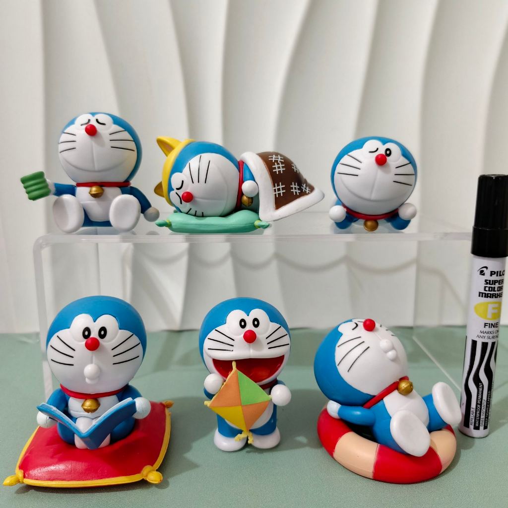 Doraemon Set of 6 Styles Casual Sleeping Collectible Action Figure ...