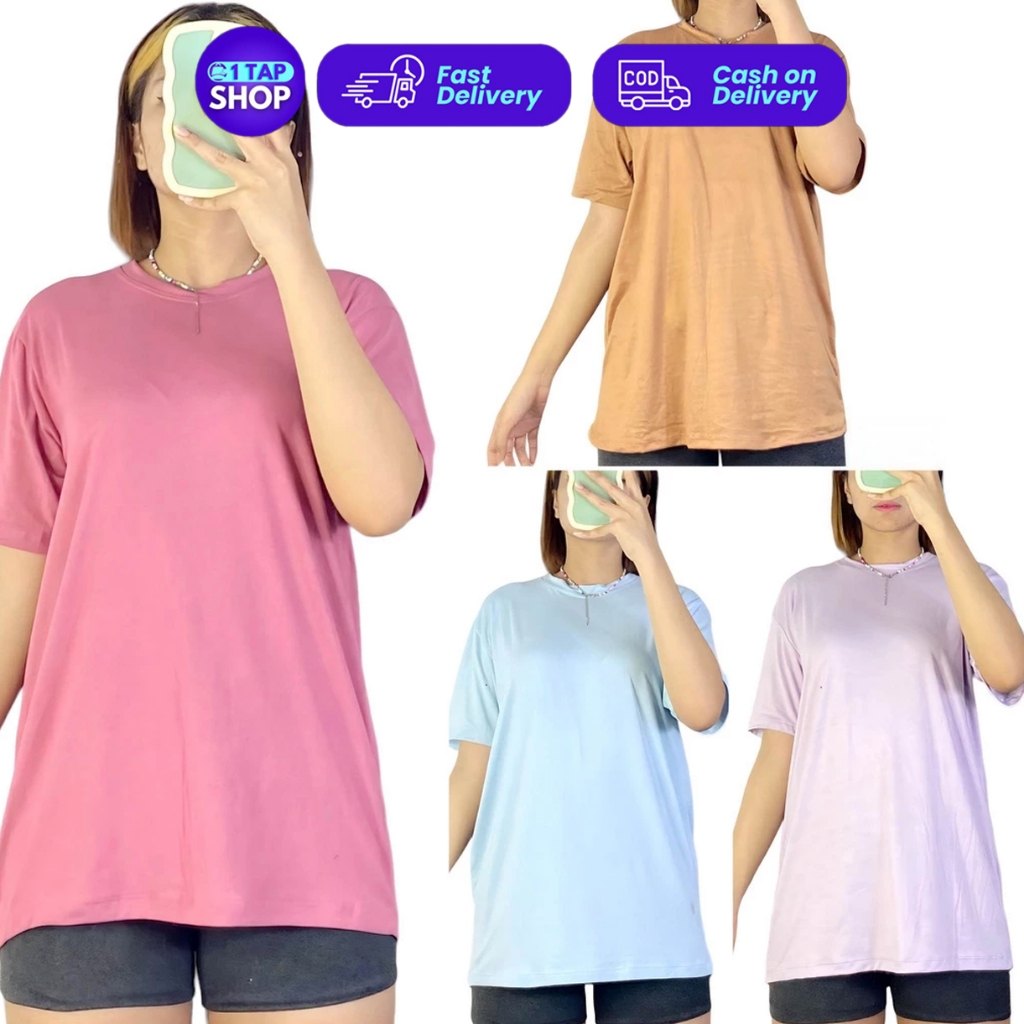 1Tap S-L Pastel Color Oversized Korean Ladies Plain TShirt Damit ...