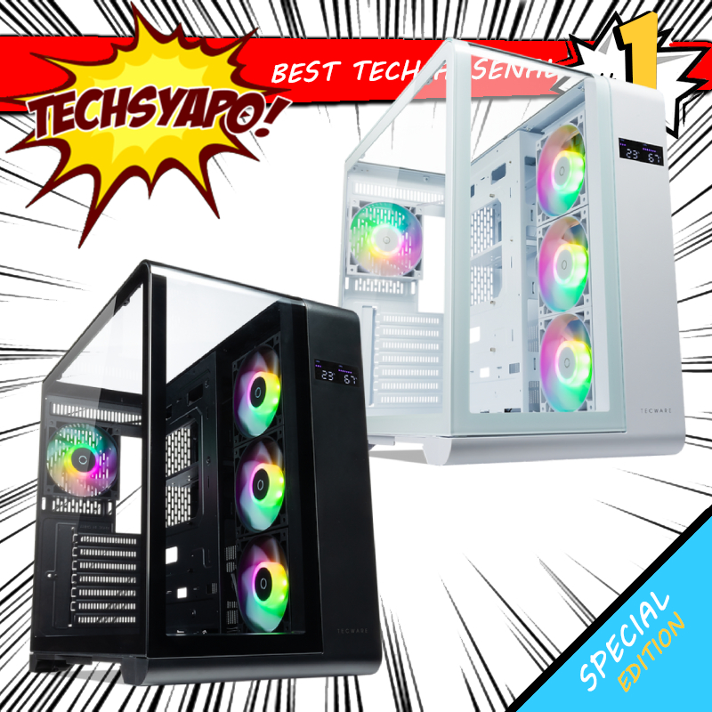 TECWARE ARC CURVED TG ATX CASE W/ GPU AND CPU DISPLAY | Shopee Philippines
