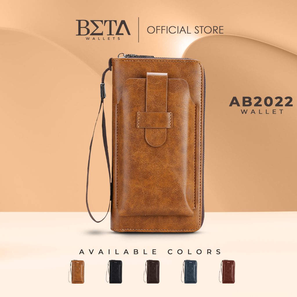 BETA Long Wallet For Man High-End Leather Wallet Multi-Slot Money Clip ...