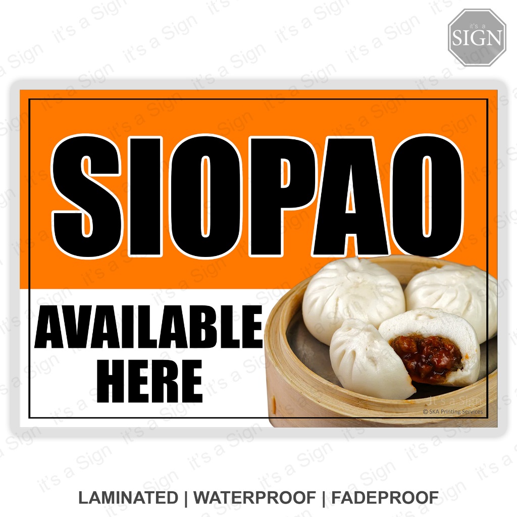 Siopao Available Here Sari Sari Store Sign - Laminated Signage Labels ...