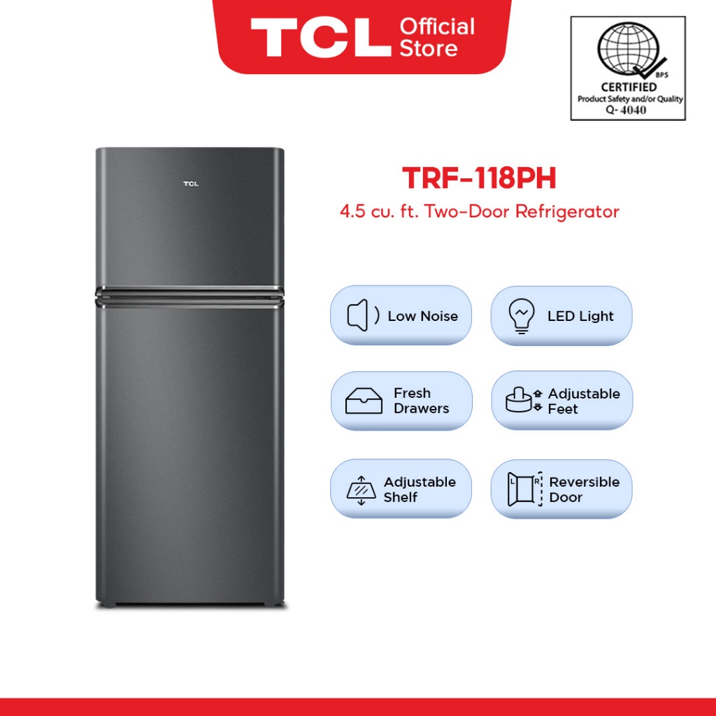 TCL 5 cu.ft. Two Door Direct Cool Refrigerator - TRF-118PH REF | Shopee ...