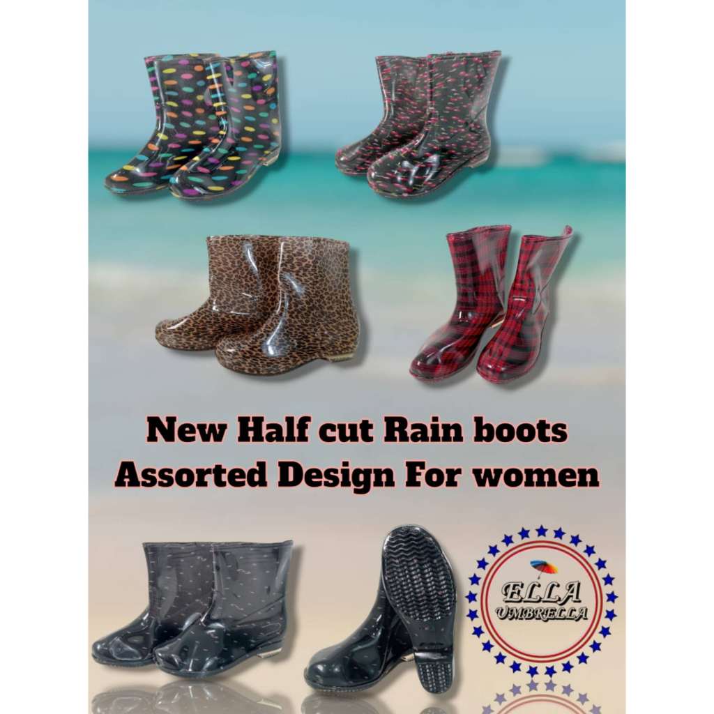 (ellashop) Low/Half cut rain boots Fashion style (ASSORTED) Design for ...