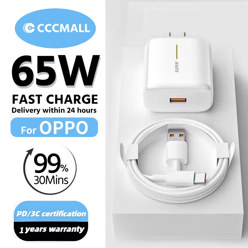 Vooc 65W Type C Charger 6.5A Cable Support VOOC Fast Charging For OPPO ...
