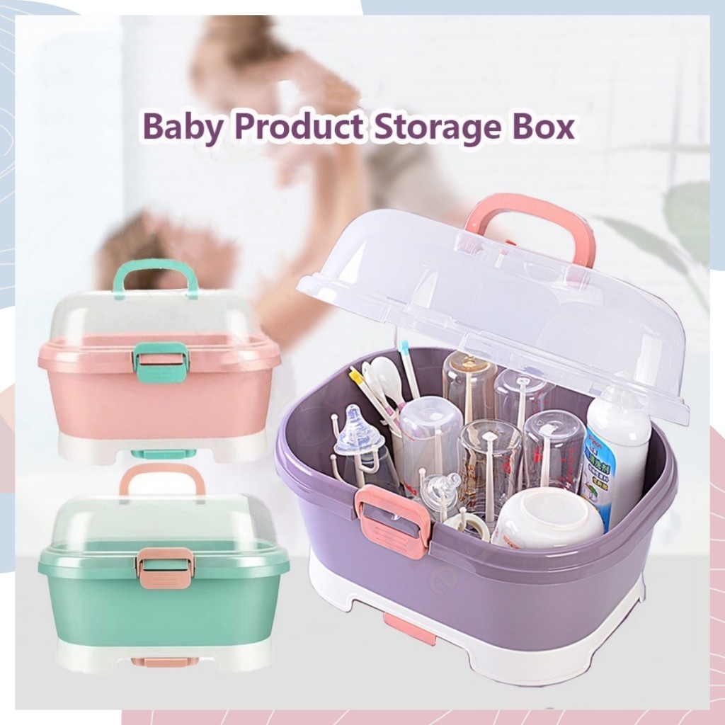 Baby Bottle Storage Box Storage Rack Drying Rack Portable Baby Cutlery ...