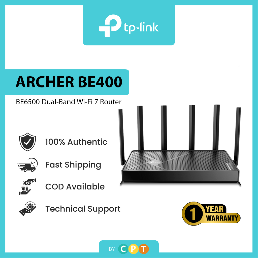 TP-LINK ARCHER BE400 BE6500 Ultra-Fast 6.5 Gbps Dual-Band Multi-Link ...