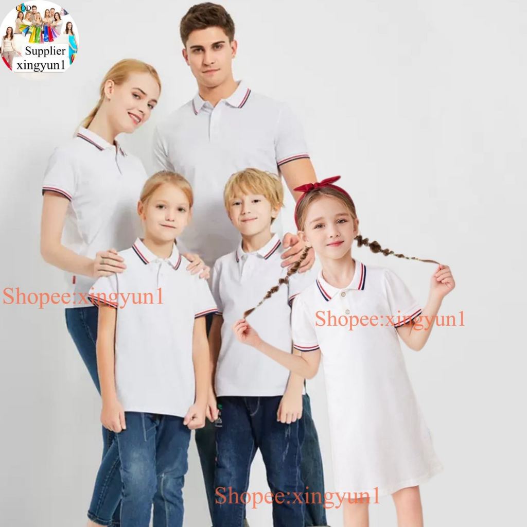 family couple polo shirt uniform plain color cotton Men's & women's ...