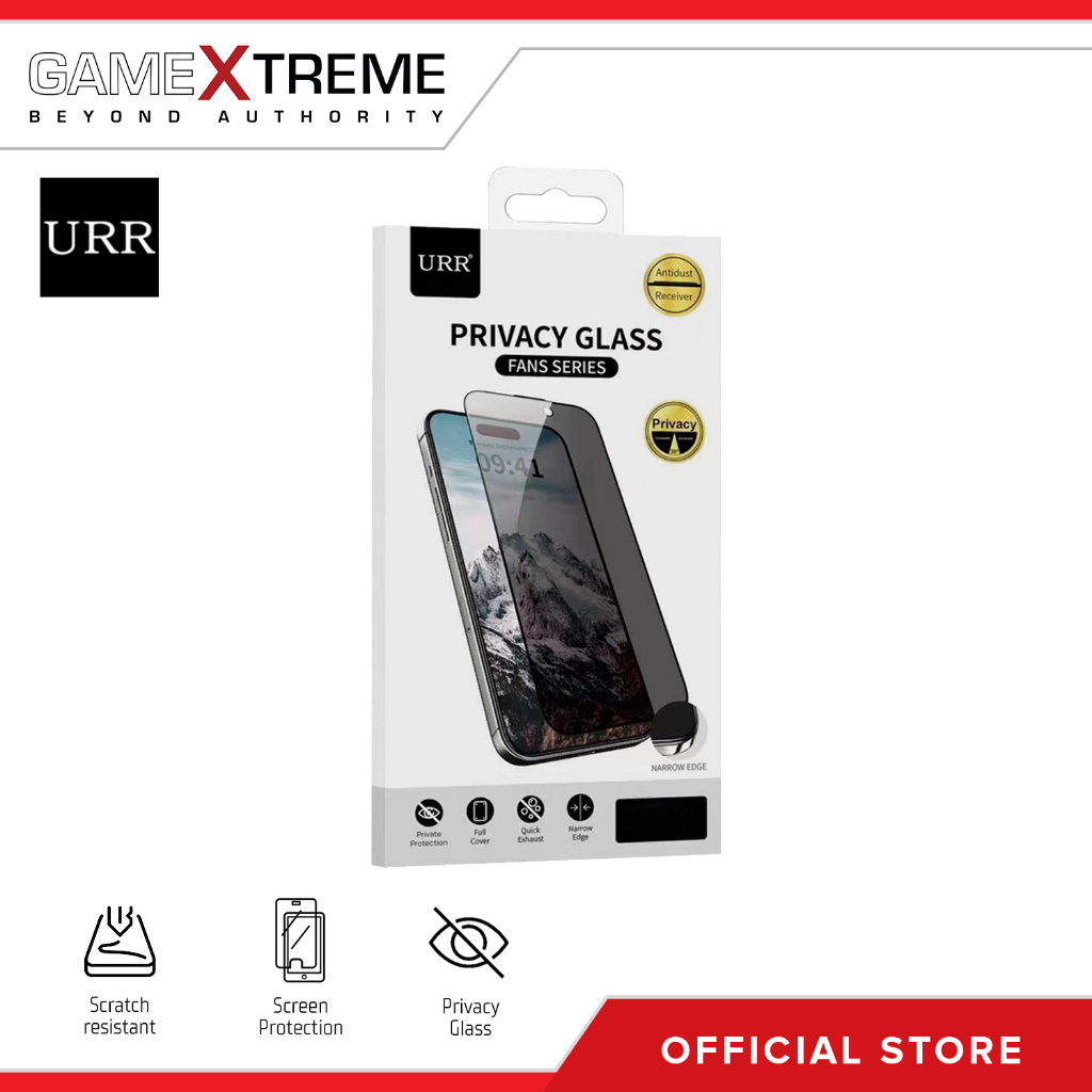 URR FAN Series Premium Privacy Tempered Glass for IP 16 / 15 / 14 Pro ...