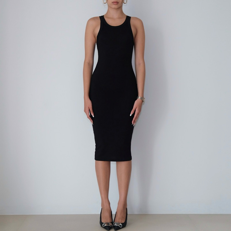 Mera Bella Bodycon Knitted Dress - Halter Neckline, Midi Length ...