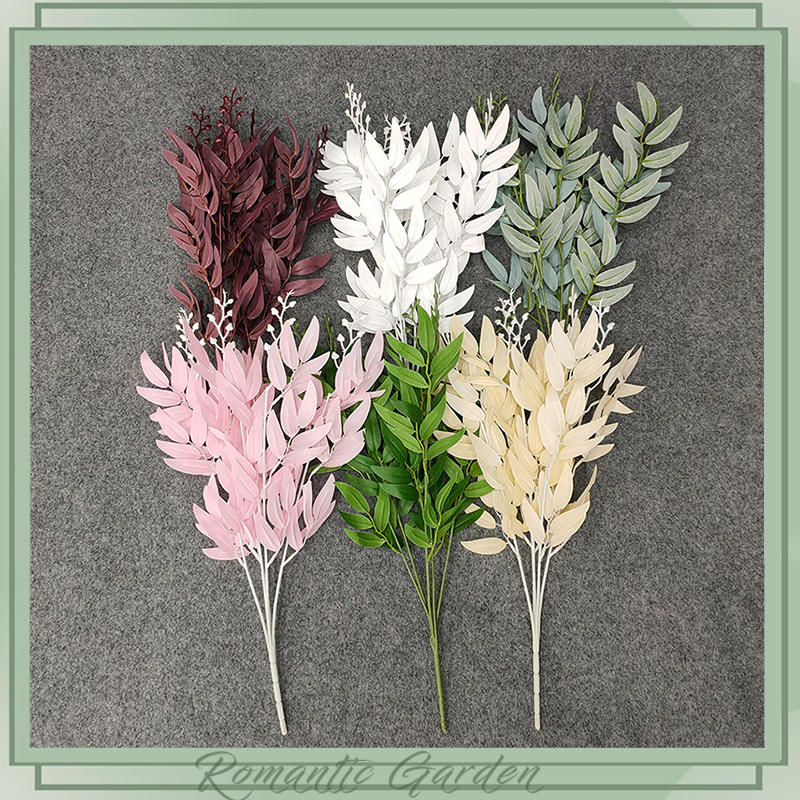 Artificial Silk Willow Leaves Long Branch Green Fake spring Wedding ...