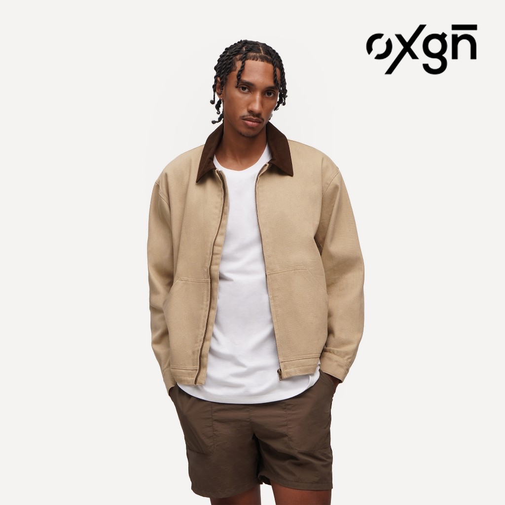 OXGN Work Jacket For Men (Khaki) | Shopee Philippines