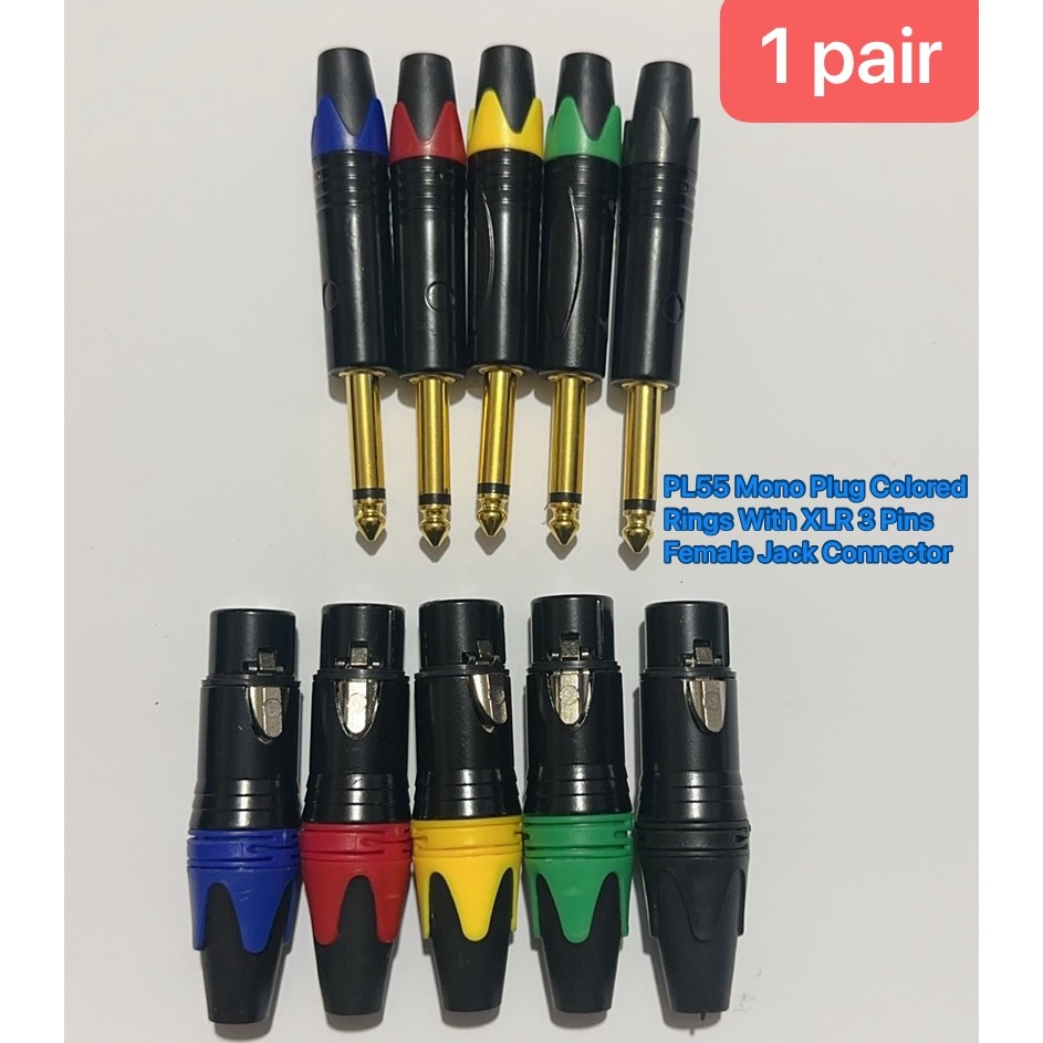 Oxygen free copper 6.35MM PL-55 Mono Plug Colored Rings With XLR 3 Pins ...