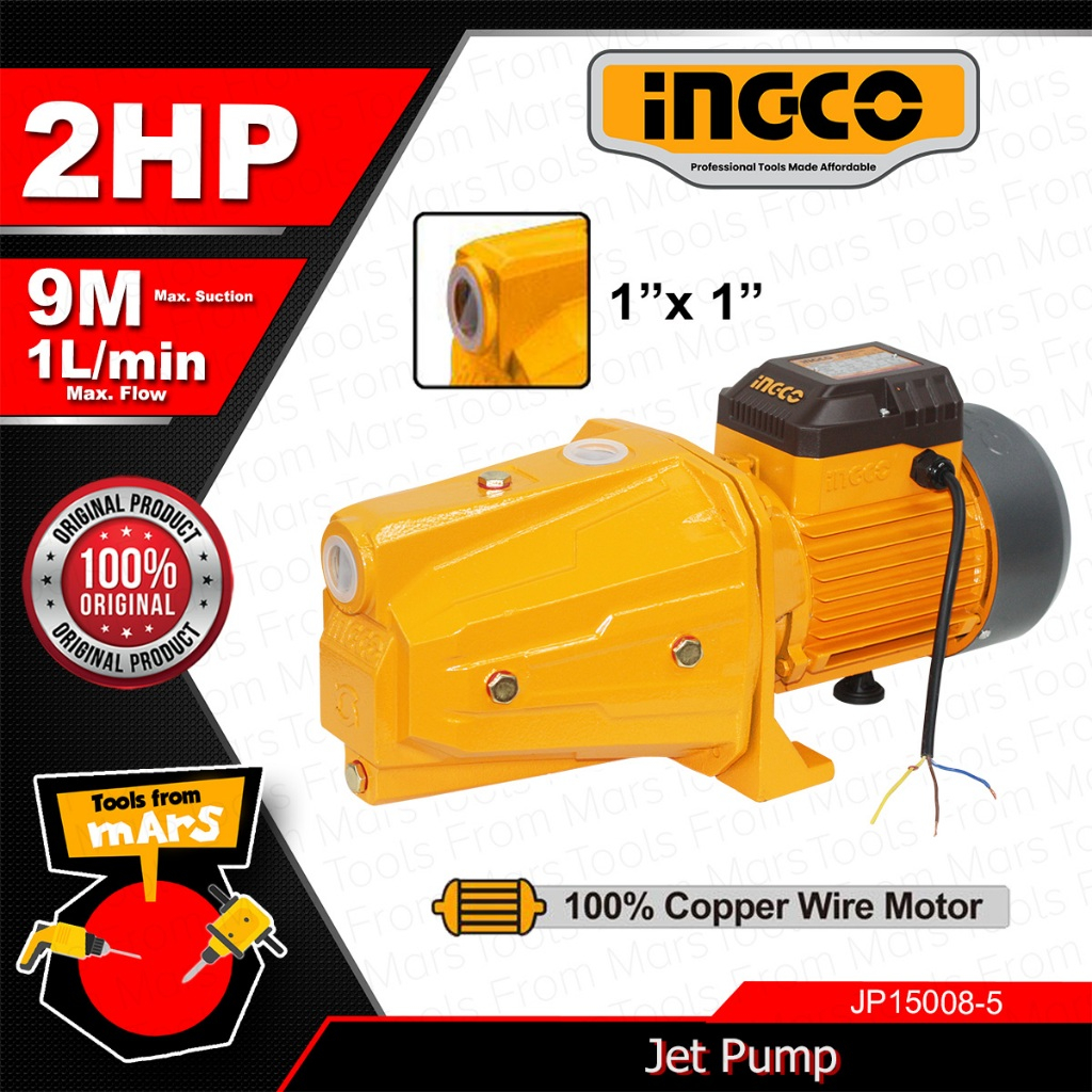 INGCO Jet Pump Copper wire motor 1500W (2HP) JP15008-5 Stainless steel ...