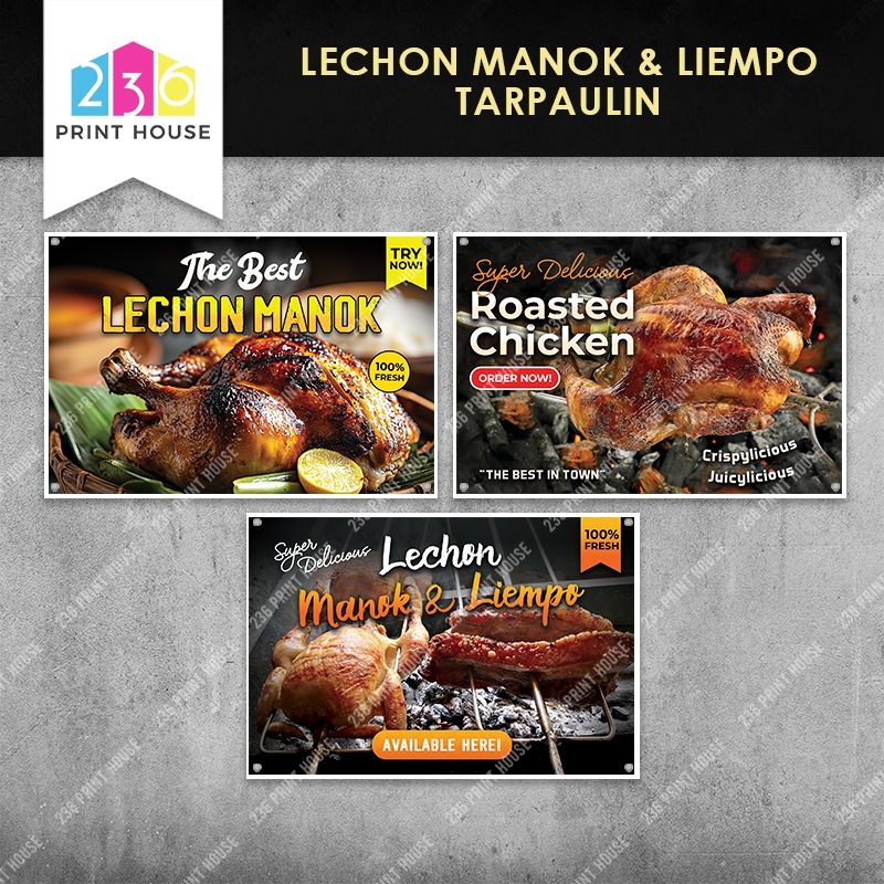 LECHON MANOK & LIEMPO Tarpaulin Banner • FREE Eyelets • Lechon Manok ...