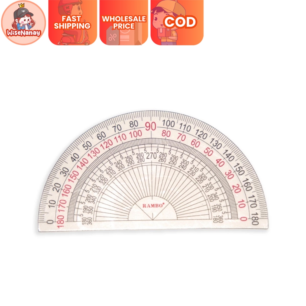 WiseNanay Plastic Transparent Protractor / Ruler Measuring Tools ...