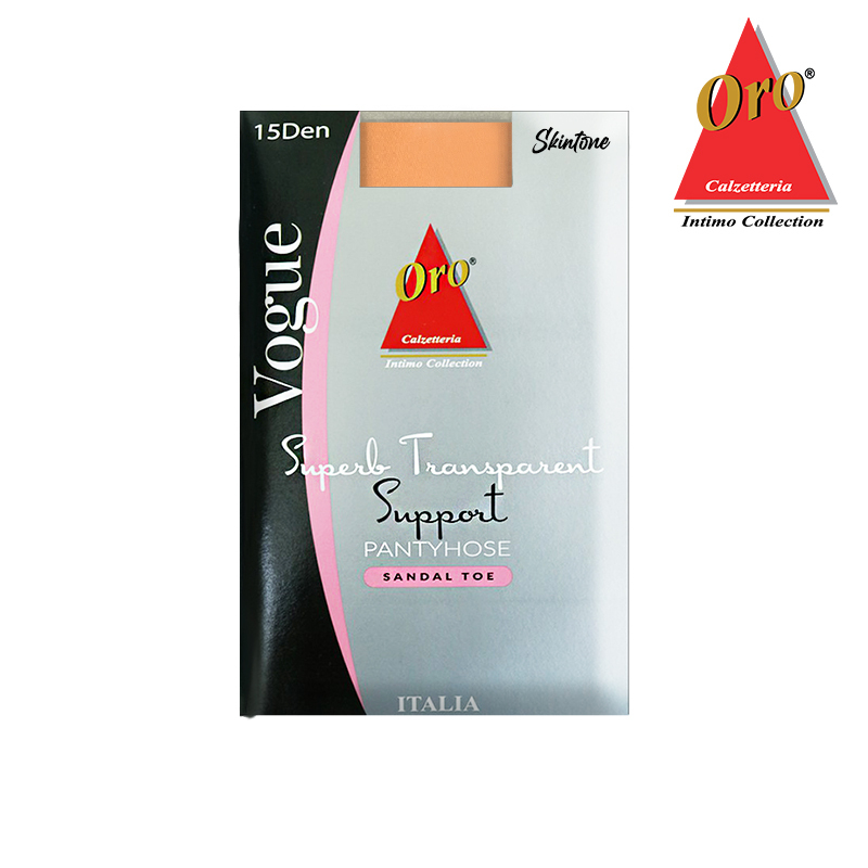 ORO Vogue Superb Transparent Support Pantyhose Stockings Sandal Toe 15 ...