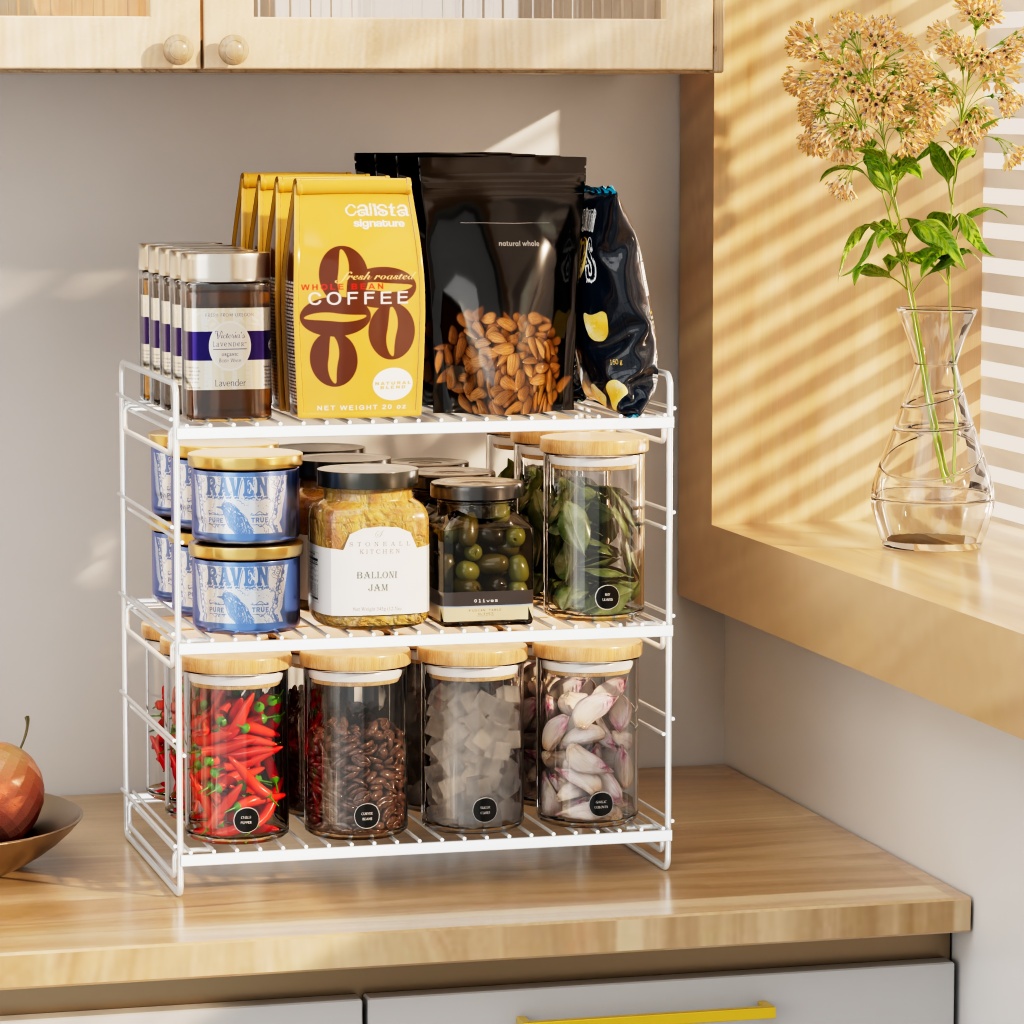 White Kitchen Storage Rack Under Sink Organizer Detachable Kitchen ...