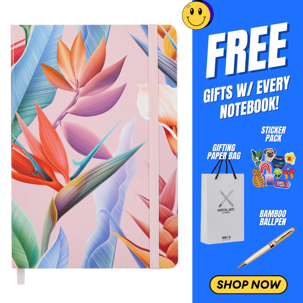 Flora A5 Hardbound Notebook with 80gsm Lined Beige Sheets and 192 Pages ...