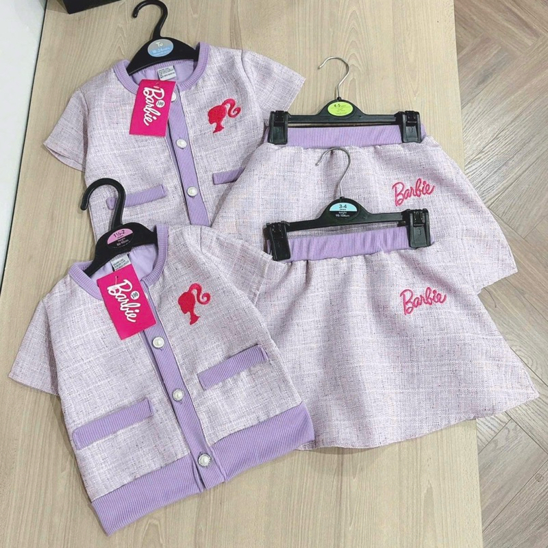 OOTD Barbie Purple Tweed Buttons Blouse & Skirt (1-10 y/o) | Shopee ...