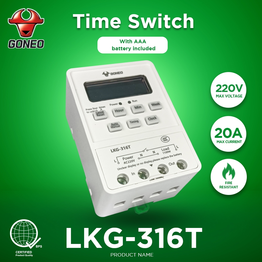 GONEO LKG-316T Time Switch with Digital Display and Max. Voltage of 220V with battery | Shopee ...