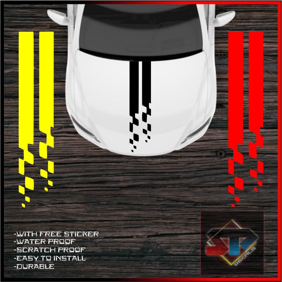 NEW Hood Car Sticker Personalized Stripe Stickers Auto Modified Body ...