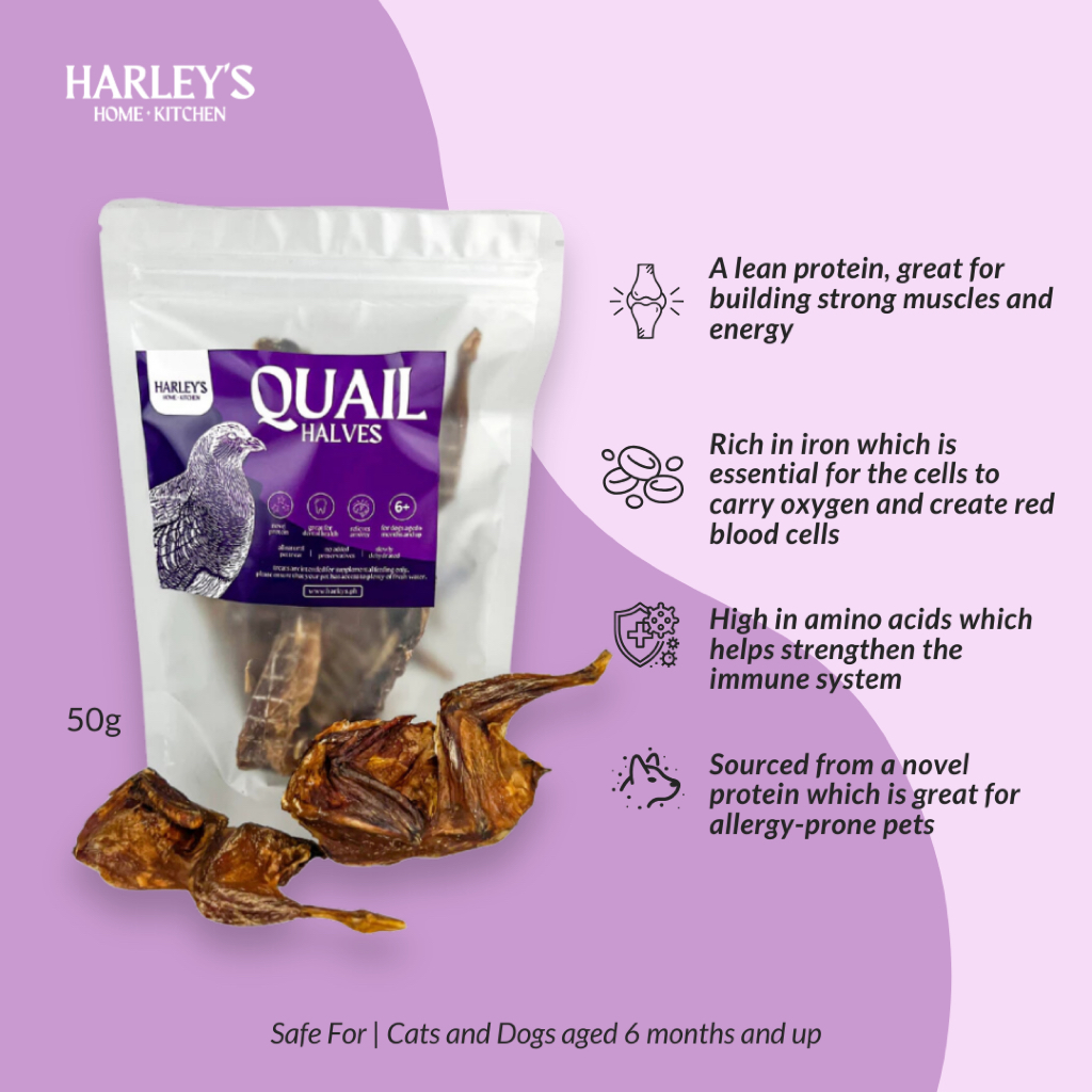 Harley’s Dehydrated Quail Halves - All Natural Lean Protein Pet Treat ...