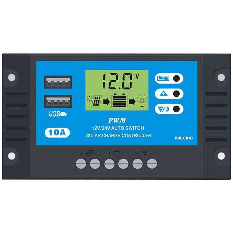 10A/30A 12V 24V LCD Display PWM Solar Charge Controller Dual USB Solar Panel | Shopee Philippines