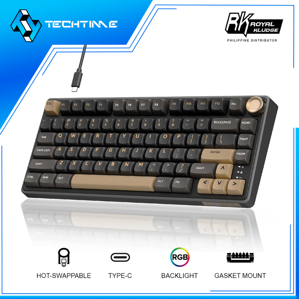 Royal Kludge RK R75 Mechanical Keyboard 75% TKL with Volume Knob Gasket ...